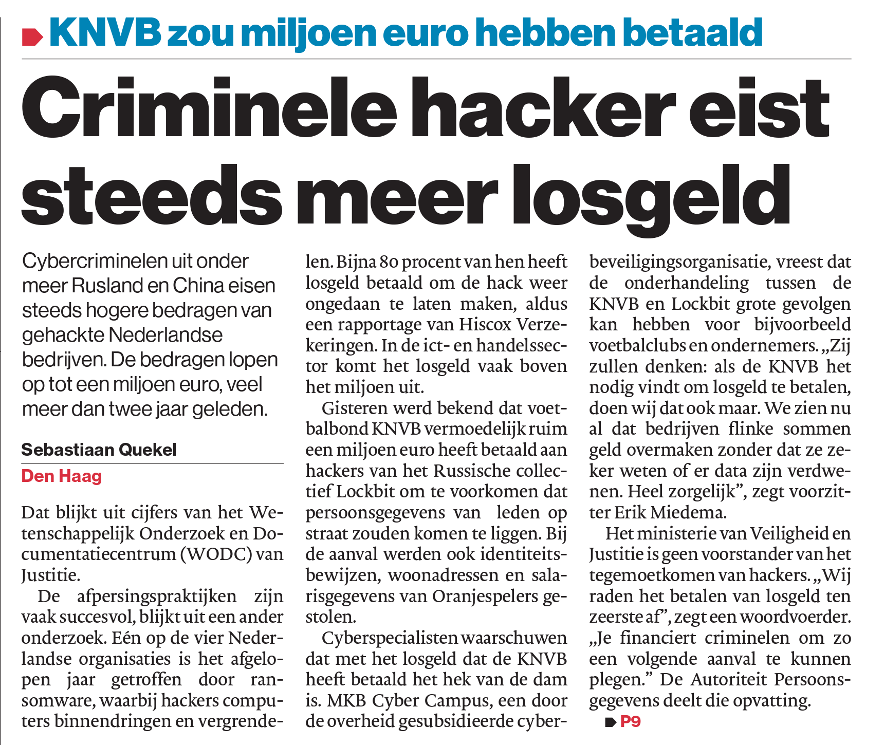 Landelijke aandacht voor losgeld betalen aan hackers - MKB Cyber Campus